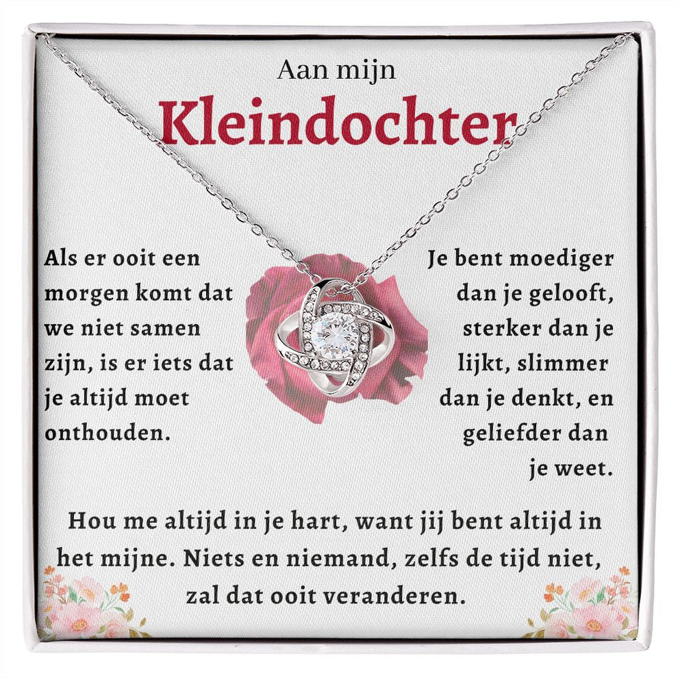 Aan mijn Kleindochter - Liefdesknoop Halsketting - Je bent moediger da – Amelia Sieraden